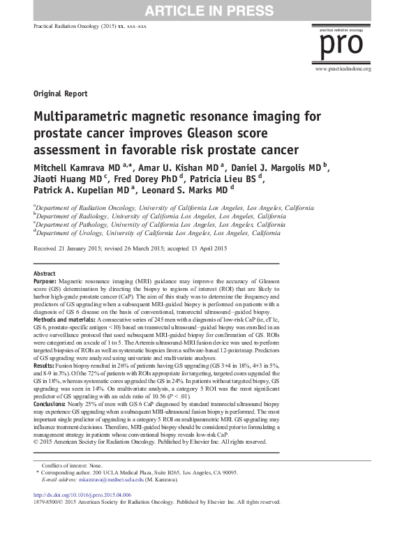 (PDF) Multiparametric magnetic resonance imaging for prostate cancer ...