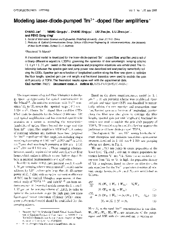 (PDF) Modeling laser-diode-pumped Tm3+-doped fiber amplifiers