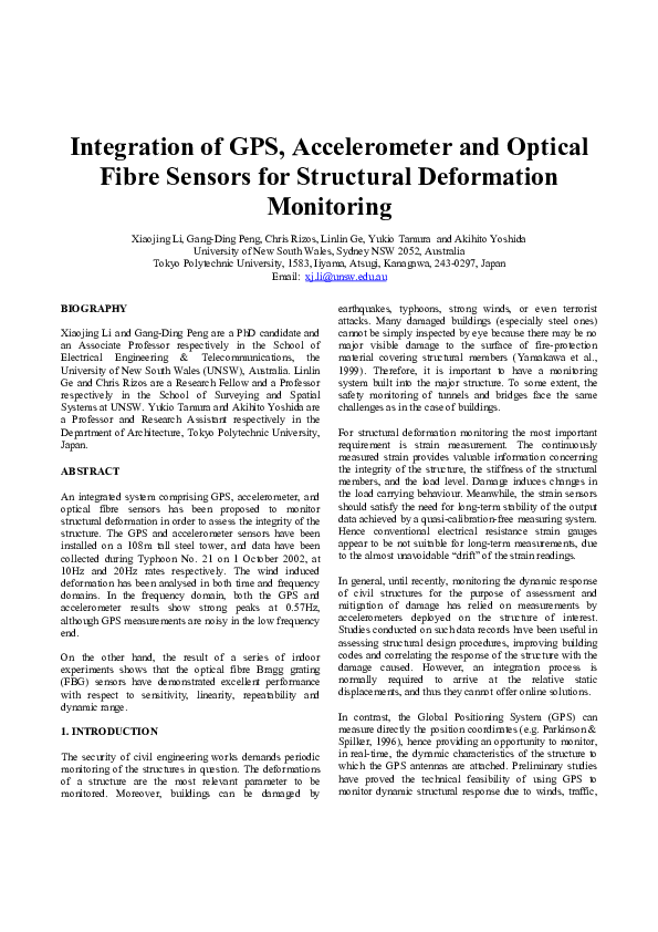 (PDF) Integration of GPS, Accelerometer and Optical Fiber Sensors for ...