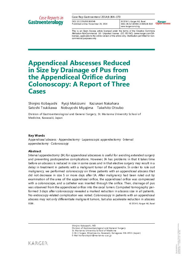 (PDF) Appendiceal Abscesses Reduced in Size by Drainage of Pus from the ...