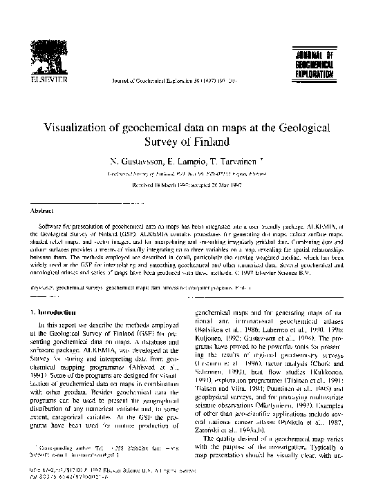 (PDF) Visualization of geochemical data on maps at the Geological ...