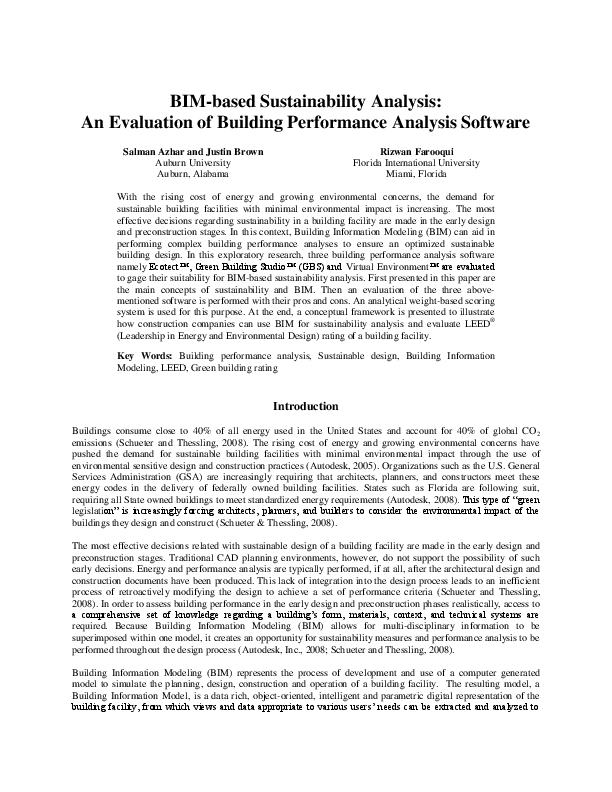 (PDF) BIM-based Sustainability Analysis: An Evaluation of Building ...