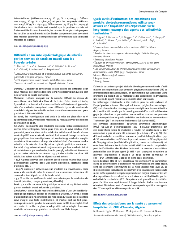 (PDF) Quels outils d’estimation des expositions aux produits ...