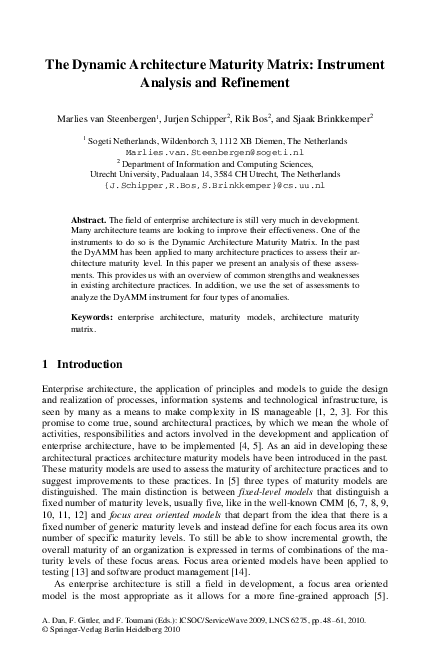 (PDF) The Dynamic Architecture Maturity Matrix: Instrument Analysis and Refinement
