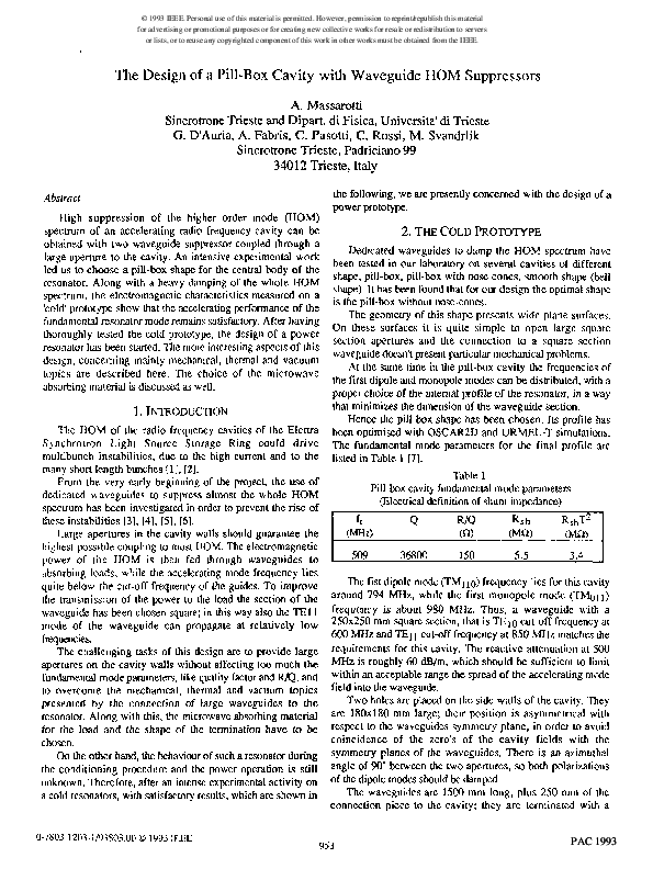 (PDF) The design of a pill-box cavity with waveguide HOM suppressors