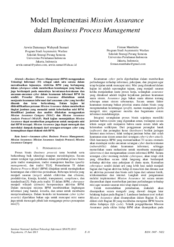 (PDF) Model Implementasi Mission Assurance dalam Business Process ...