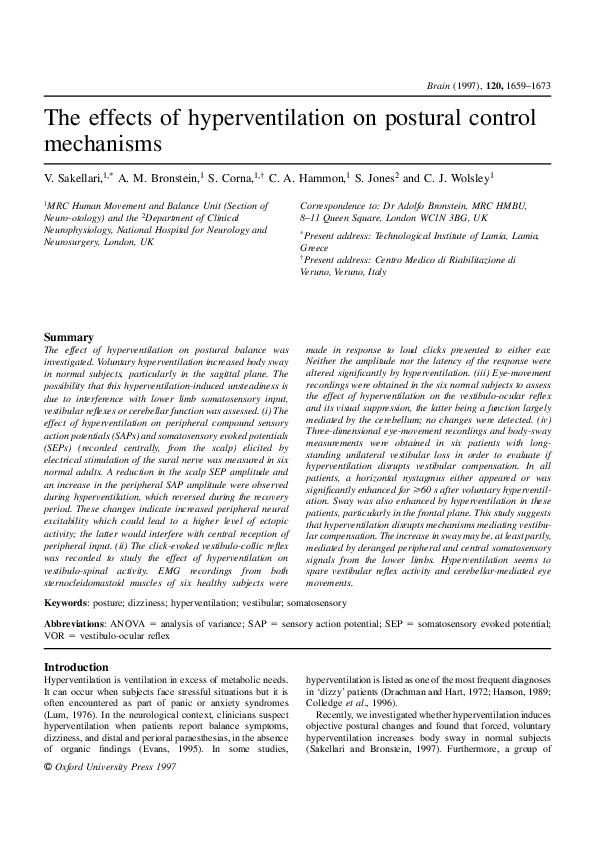 (PDF) The effects of hyperventilation on postural control mechanisms