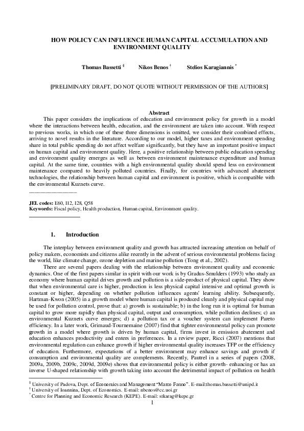 (PDF) How policy can influence human capital accumulation and ...