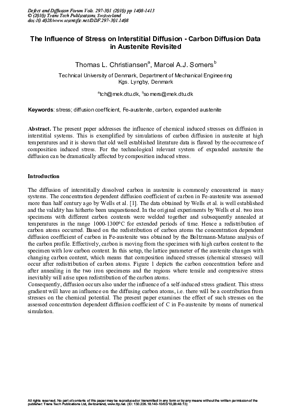 (PDF) The Influence of Stress on Interstitial Diffusion - Carbon Diffusion Data in Austenite ...