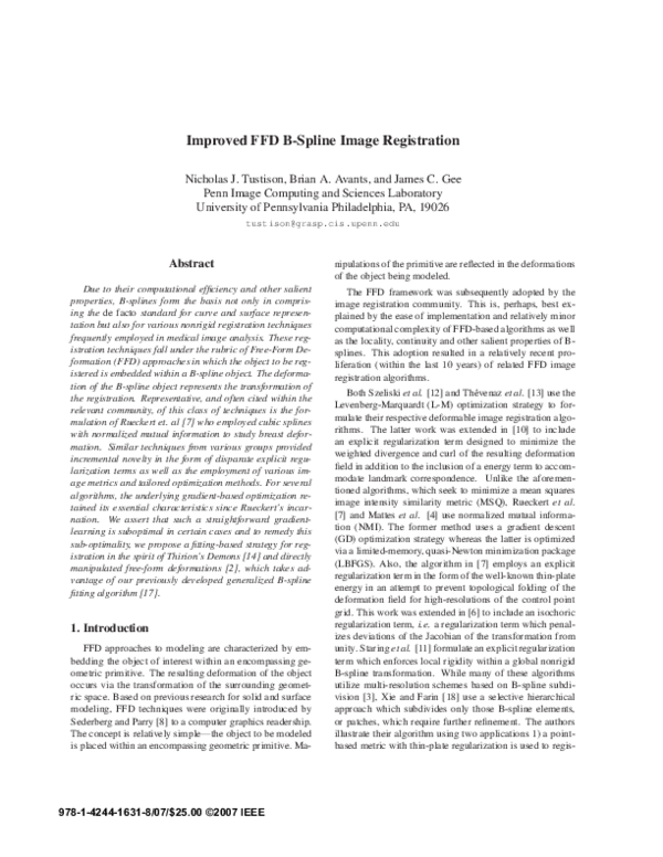 (PDF) Improved FFD B-spline image registration