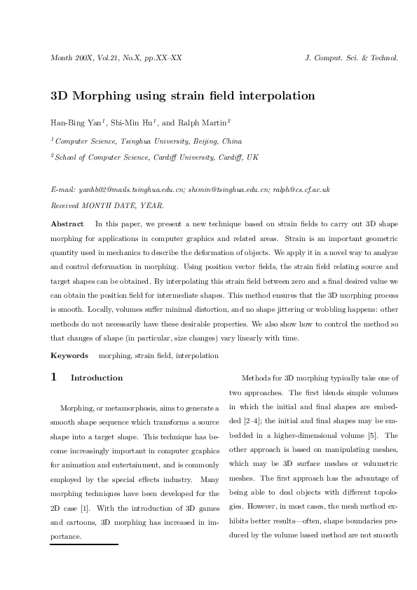 (PDF) 3D Morphing Using Strain Field Interpolation