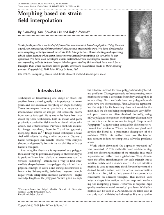 (PDF) Morphing based on strain field interpolation