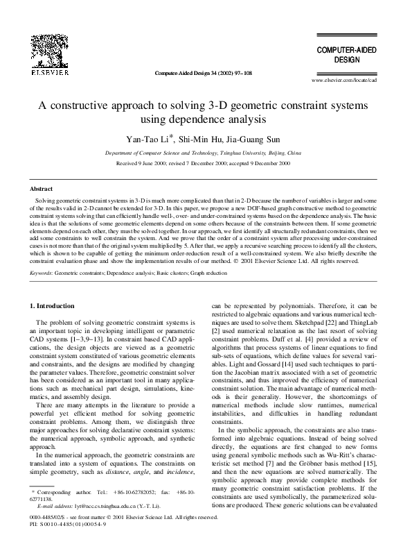 (PDF) A constructive approach to solving 3-D geometric constraint ...