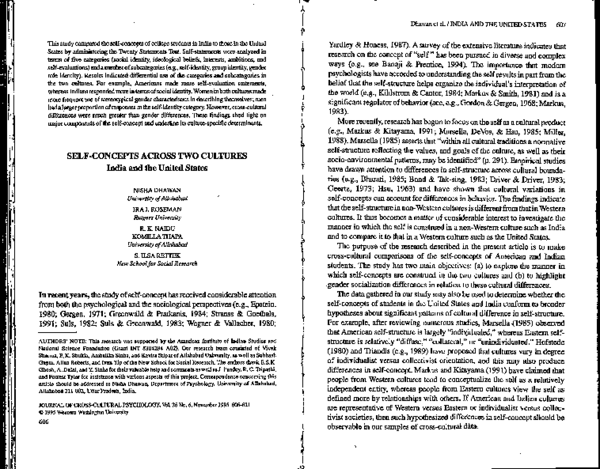 (PDF) Self-Concepts Across Two Cultures: India and the United States