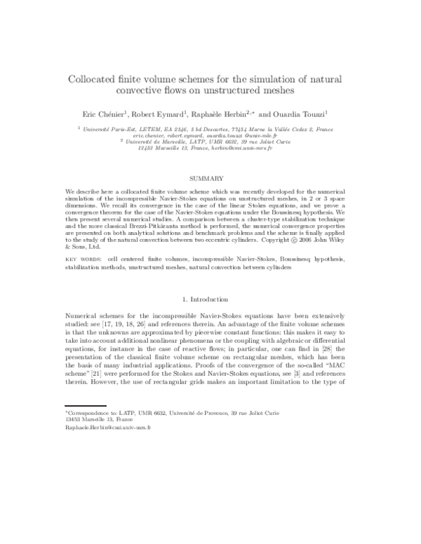Pdf Collocated Finite Volume Schemes For The Simulation Of Natural