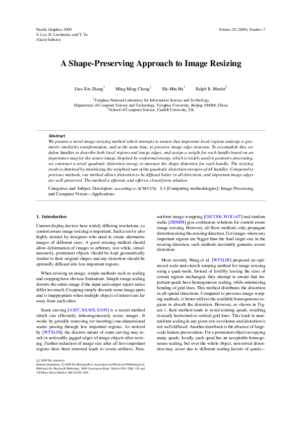 (PDF) A Shape-Preserving Approach to Image Resizing