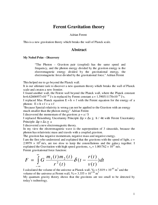 (PDF) Ferent Gravitation theory