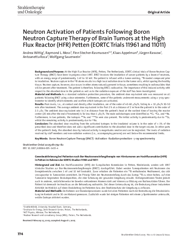 (PDF) Gas Target Source for Neutron Radiation Therapy | Albert L Wiley ...