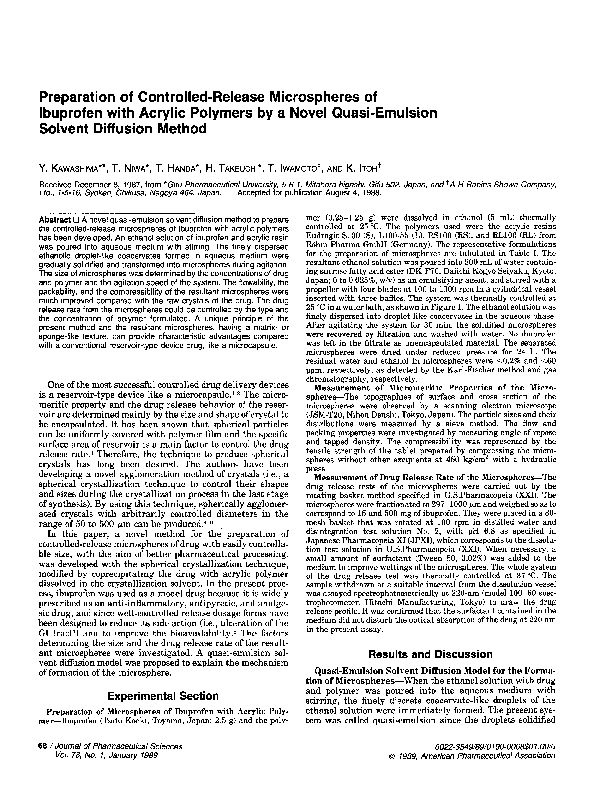 (PDF) Preparation of controlled-release microspheres of ibuprofen with ...