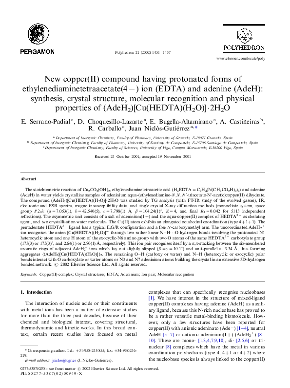 (PDF) New copper(II) compound having protonated forms of ...