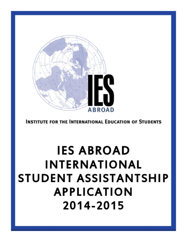 (PDF) IES ABROAD INTERNATIONAL STUDENT ASSISTANTSHI P APPLICATION
