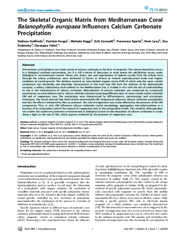 (PDF) The Skeletal Organic Matrix from Mediterranean Coral ...