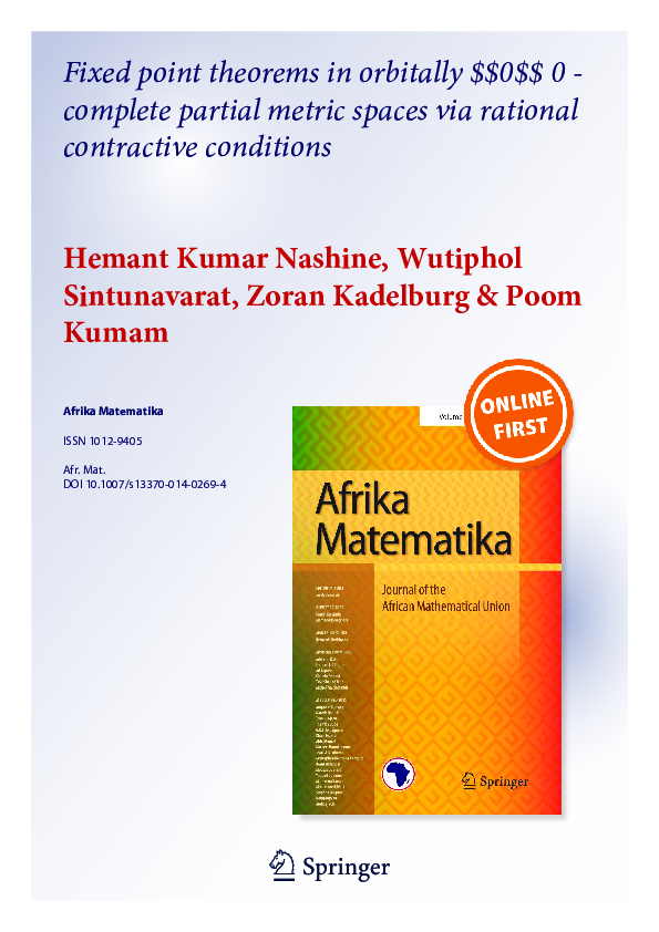 Pdf Fixed Point Theorems In Orbitally 0 Complete Partial Metric Spaces Via Rational