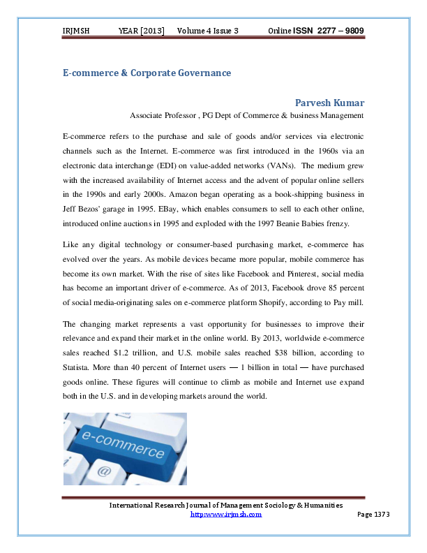 (PDF) E-commerce & Corporate Governance
