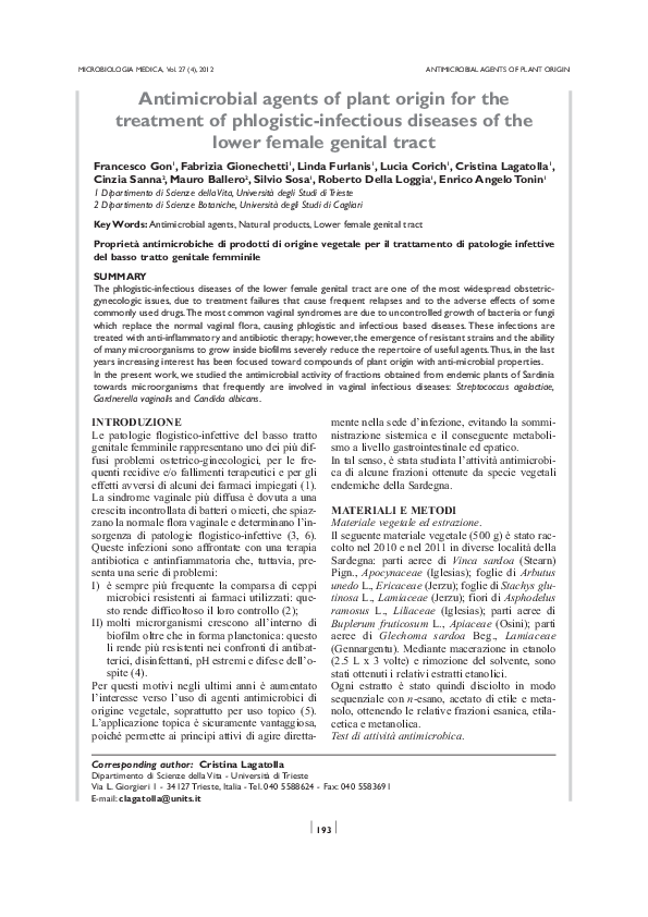 (PDF) Antimicrobial agents of plant origin for the treatment of ...