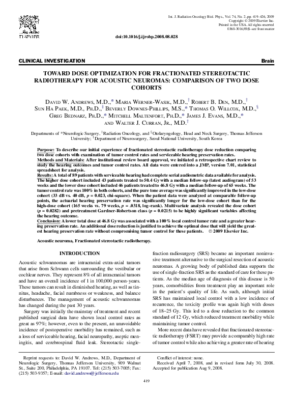 (PDF) Toward Dose Optimization for Fractionated Stereotactic ...
