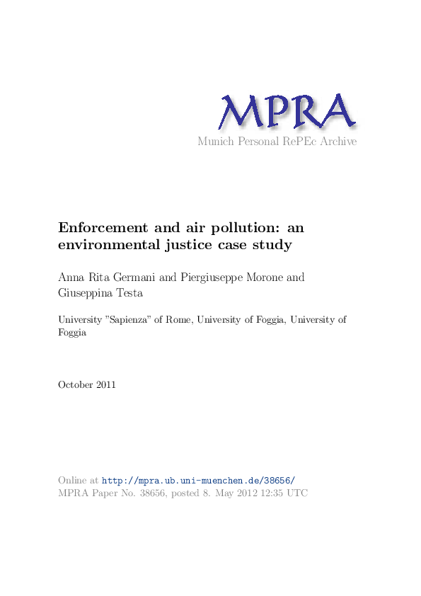 (PDF) Enforcement and air pollution: an environmental justice case study