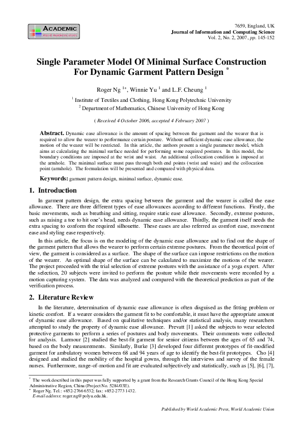 (PDF) Single Parameter Model Of Minimal Surface Construction For ...