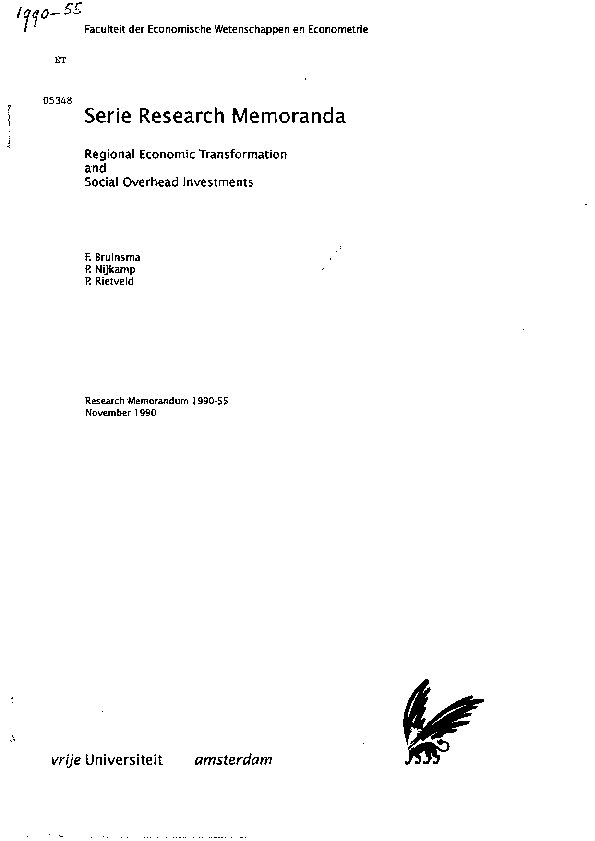 (PDF) Regional Economic Transformation and Social Overhead Investments