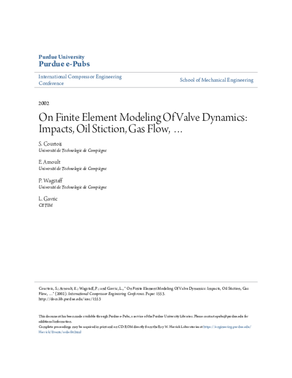 (PDF) On Finite Element Modeling Of Valve Dynamics: Impacts, Oil ...