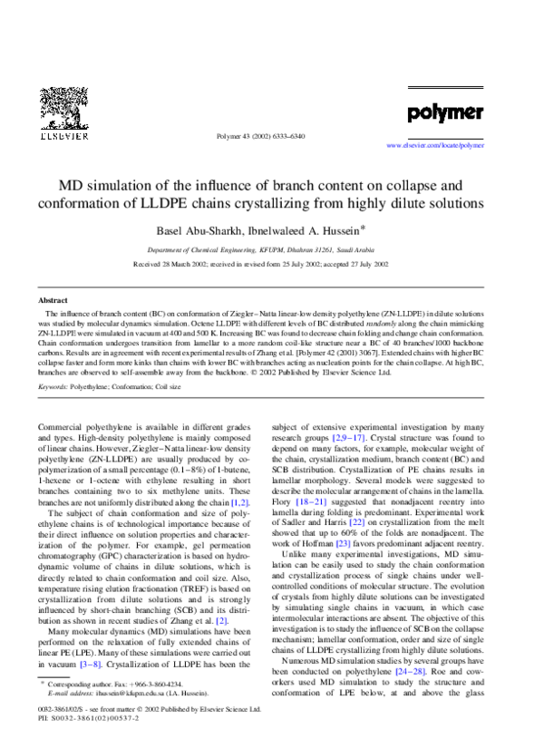 (PDF) MD simulation of the influence of branch content on collapse and ...