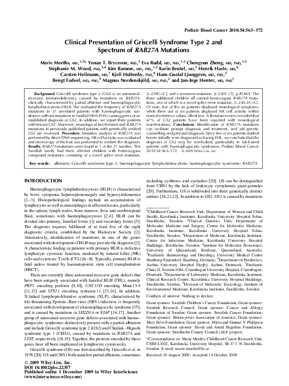 (PDF) Clinical presentation of Griscelli syndrome type 2 and spectrum ...