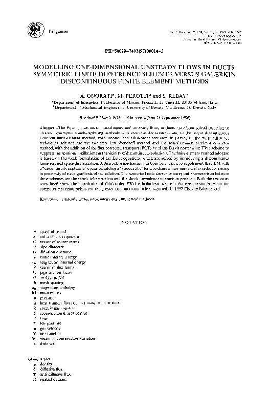 (PDF) Modelling one-dimensional unsteady flows in ducts: Symmetric finite difference schemes ...