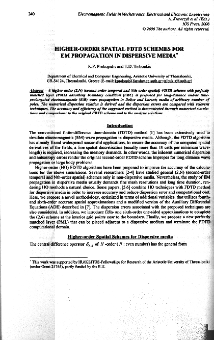 Pdf Higher Order Spatial Fdtd Schemes For Em Propagation In