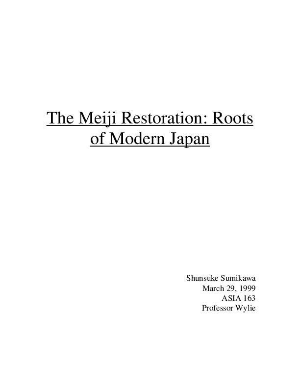 (PDF) The Meiji Restoration: Roots of Modern Japan