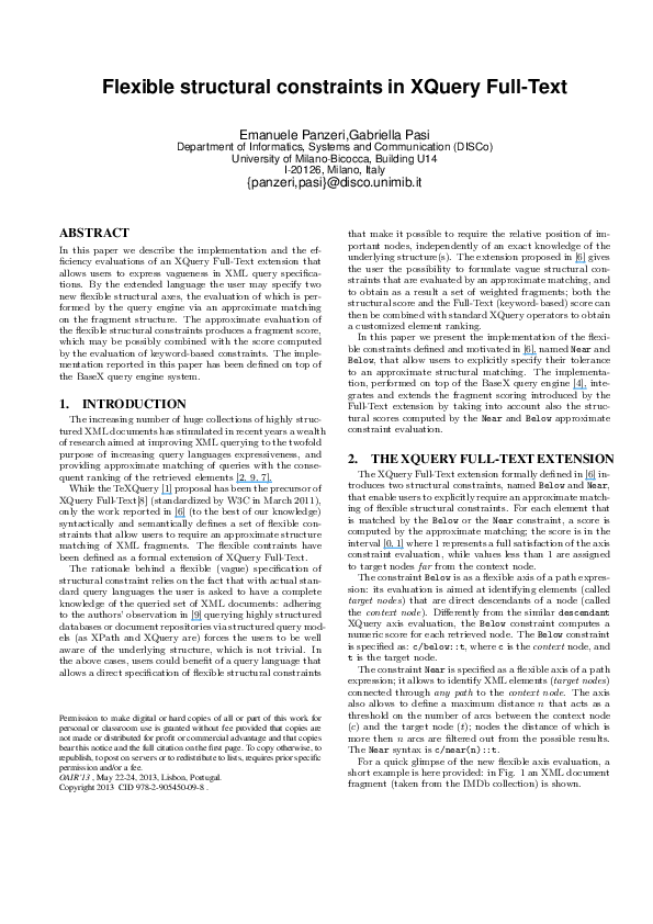 (PDF) Flexible structural constraints in XQuery full-text