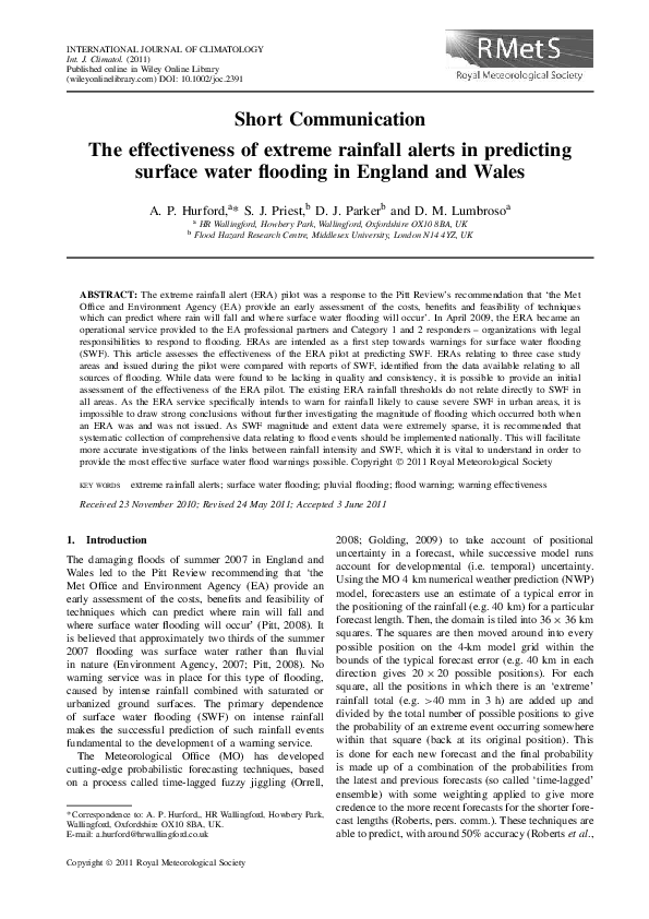 (PDF) The effectiveness of extreme rainfall alerts in predicting ...