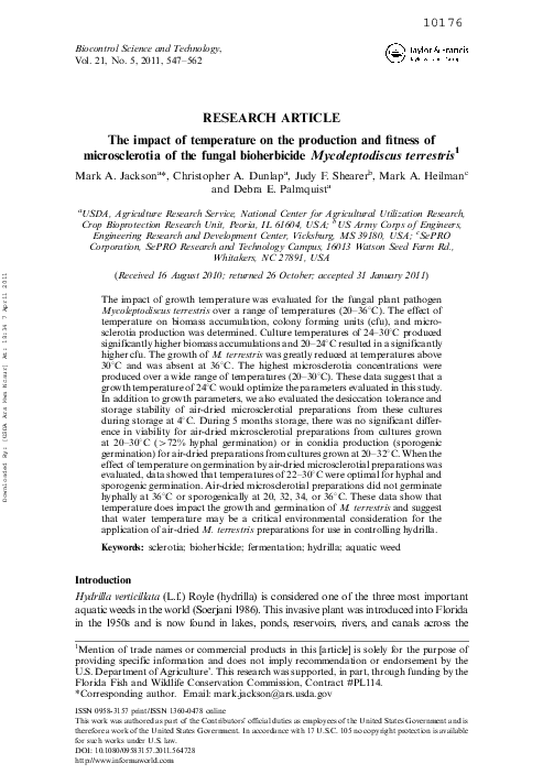 (PDF) The impact of temperature on the production and fitness of ...