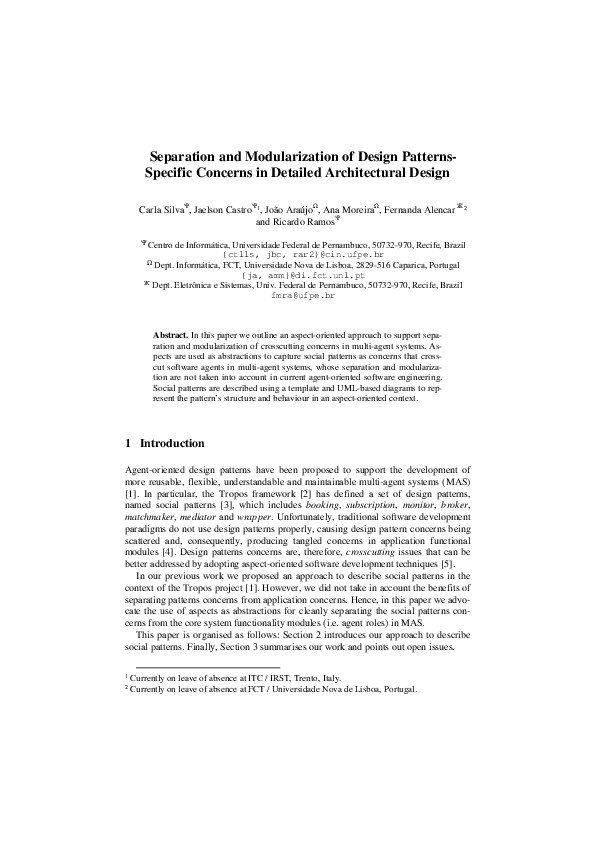 (PDF) Separation and Modularization of Design Patterns-Specific ...