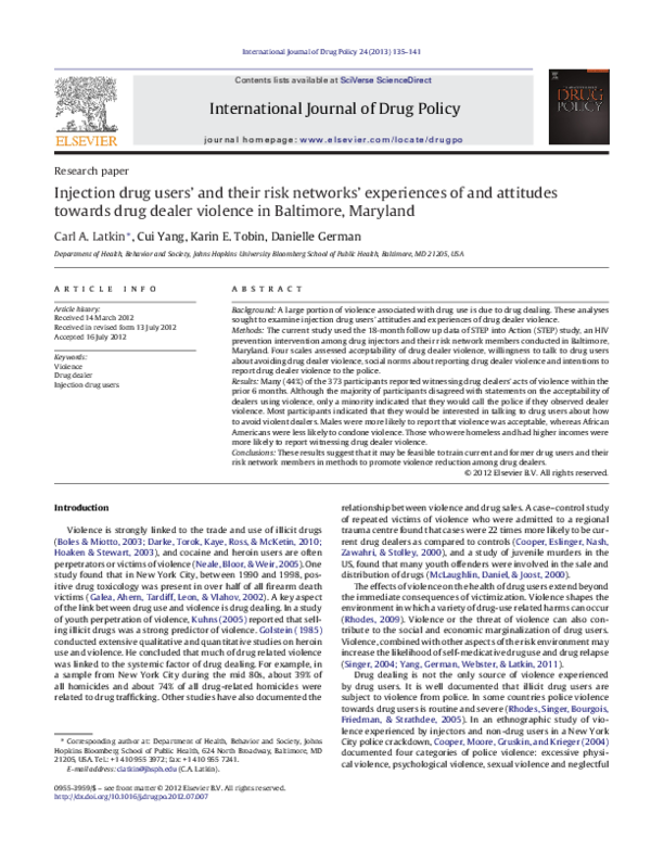 (PDF) Injection drug users' and their risk networks' experiences of and ...