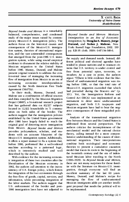 (PDF) Beyond Smoke and Mirrors: Mexican Immigration in an Era of ...