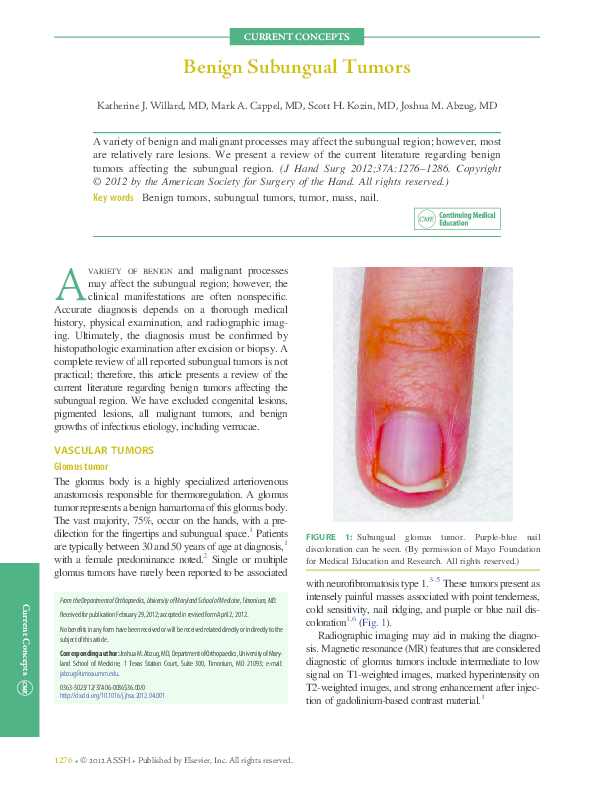 (PDF) Benign Subungual Tumors