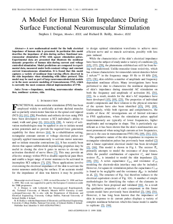 (PDF) A model for human skin impedance during surface functional ...