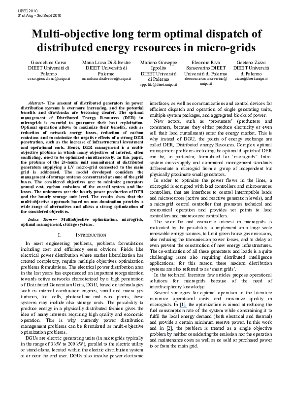 (PDF) Robust multi-objective optimal dispatch of distributed energy resources in micro-grids