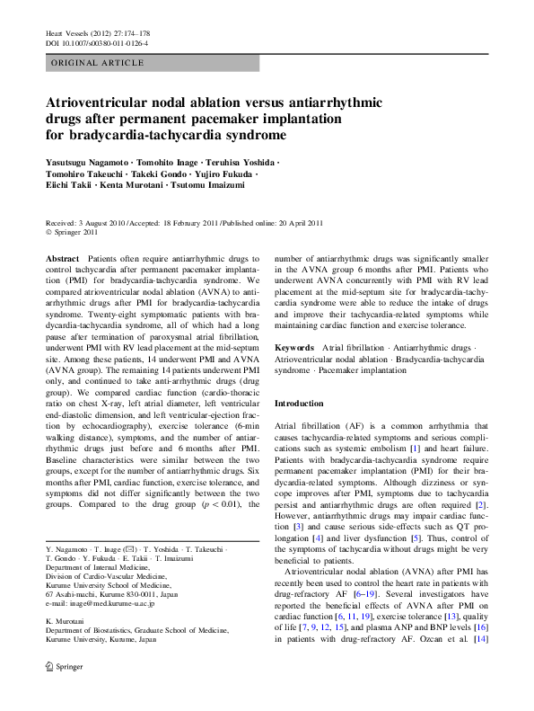 (PDF) Atrioventricular nodal ablation versus antiarrhythmic drugs after ...