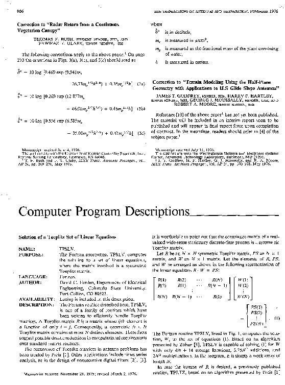 Pdf Solution Of A Toeplitz Set Of Linear Equations Fawwaz Ulaby
